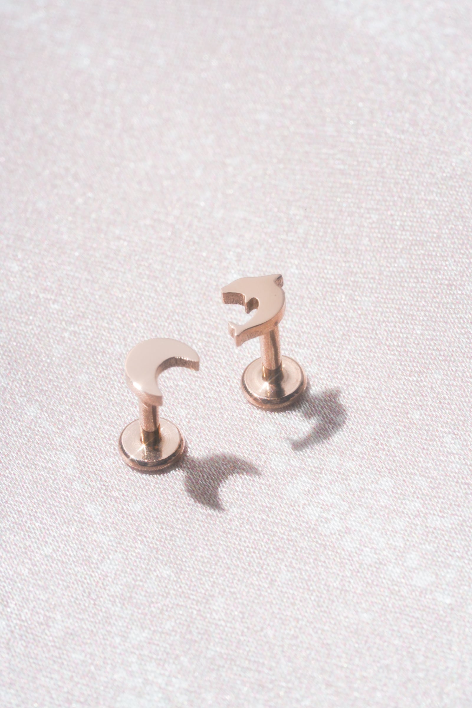 Moon Threaded Flat Back Studs (Pair) – Ready-Made