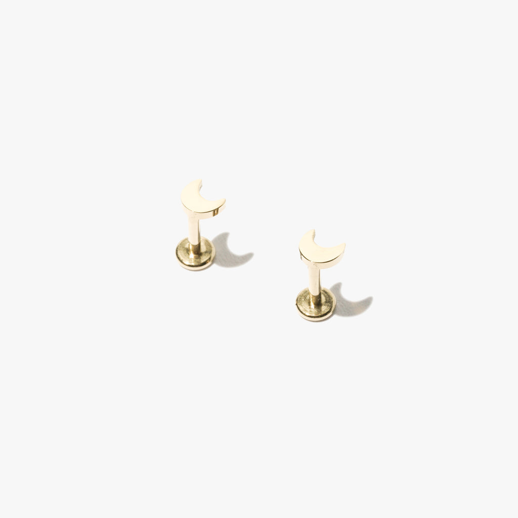 Moon Threaded Flat Back Studs (Pair) – Ready-Made